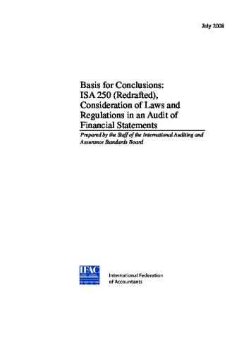 Basis for Conclusions: ISA 250 (Redrafted), Consideration of Laws and ...