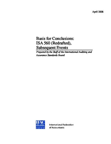 Basis for Conclusions: ISA 560 (Redrafted), Subsequent Events | IAASB