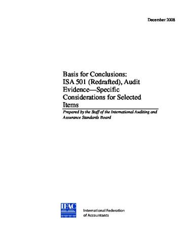 Basis for Conclusions: ISA 501 (Redrafted), Audit Evidence—Specific ...