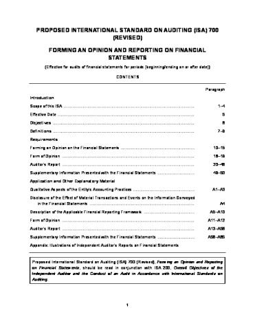 Reporting on Audited Financial Statements: Proposed New and Revised ...